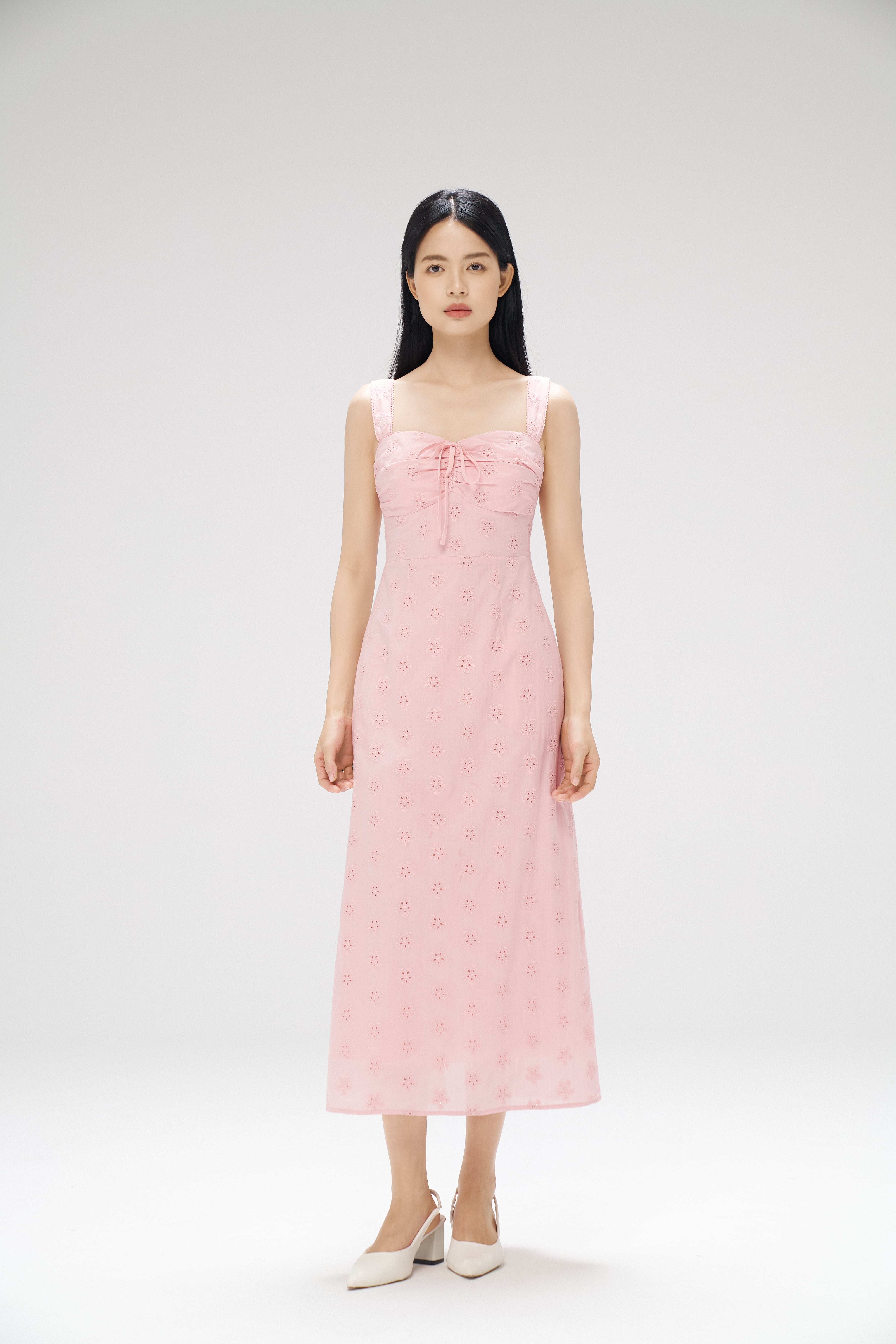 Riley Eyelet Dress - Pink | MAEVE